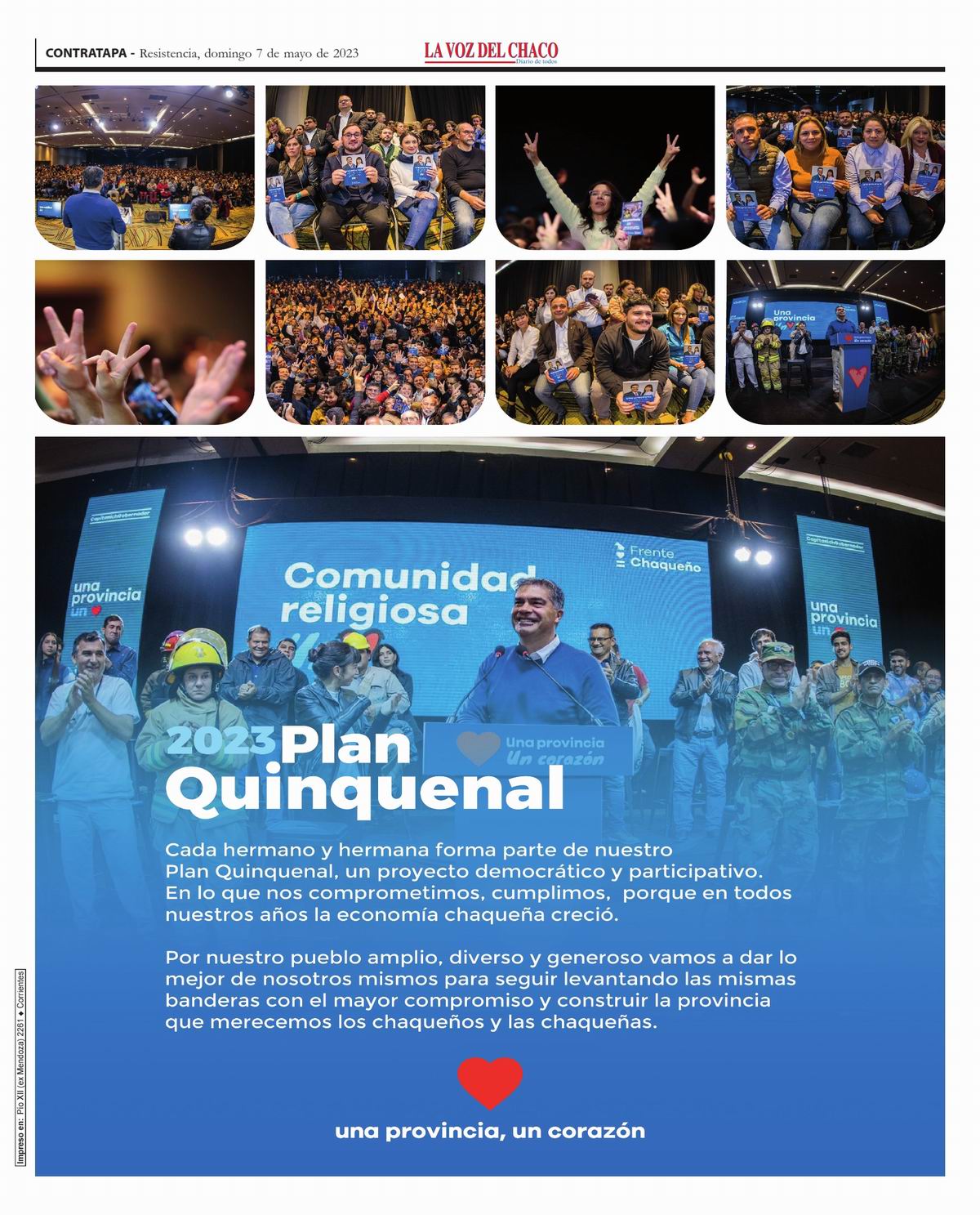 Tapa y Contratapa 7 de mayo de 2023 - Diario La Voz del Chaco